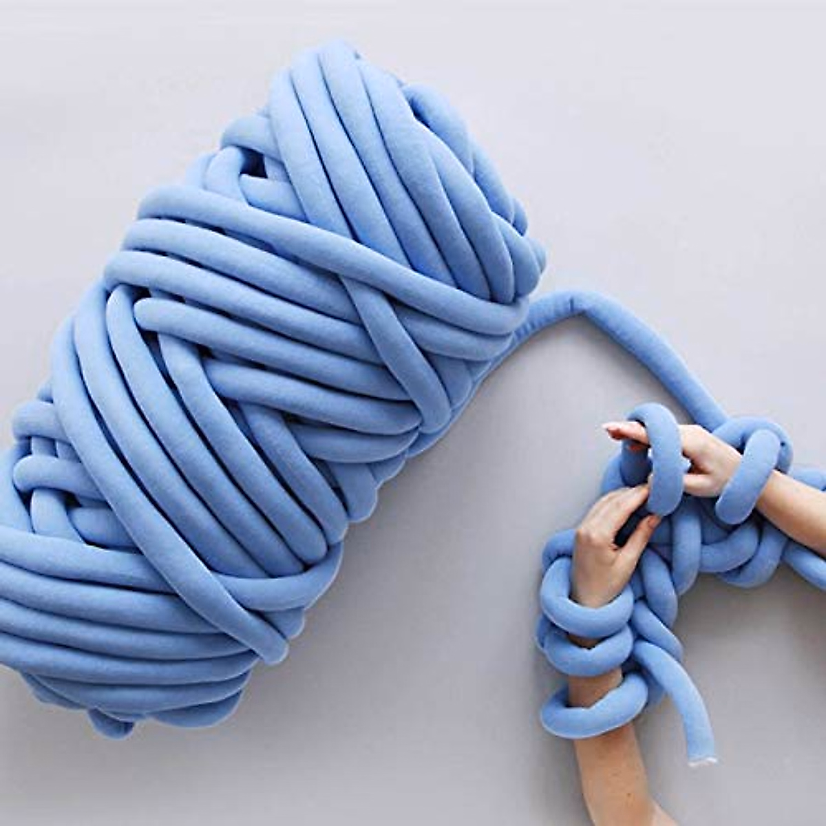clootess Arm Knitting Yarn Chunky Braid Cotton Yarn for Handmade DIY Throw Blanket Pet Bed,Machine Washable Blue 8 lbs