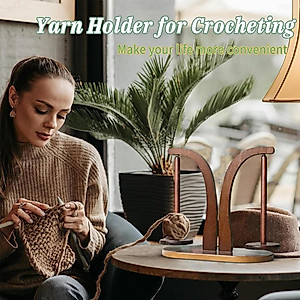 Nuhikap Yarn Holder, Magnetic Yarn Ball Holder, Double Yarn Spindle,Rotating Wooden Sewing Tool for Knitting, DIY Crafts