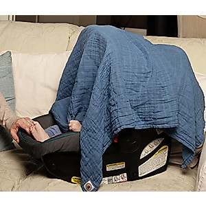 Every Daisy Baby Muslin Swaddle Blanket - Certified Organic Cotton Breathable Receiving Blanket, Extra Soft Newborn Nursery Wrap for Boys & Girls Solid Colors 47 x 47 inches (Blueberry Yogurt)