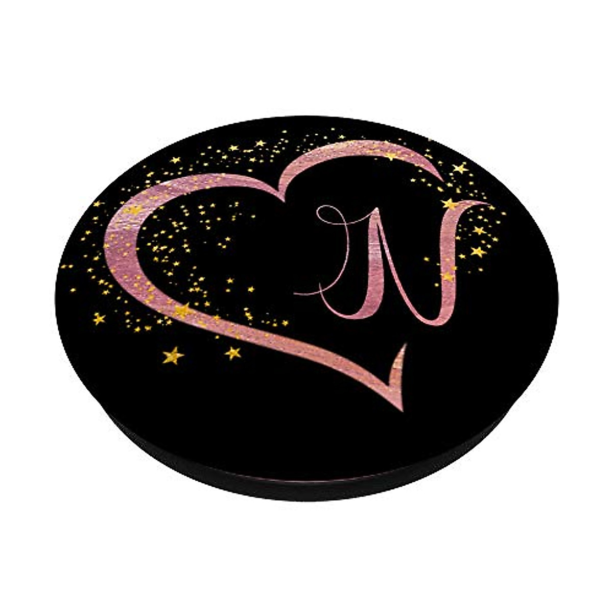 Letter N Initial Rose Pink Heart Monogram PopSockets Swappable PopGrip
