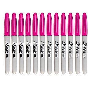 Sharpie Permanent Marker, Fine Point, Magenta, 12 Count (32081)