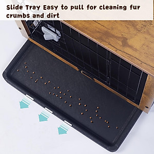 COPAW Dog Crate Furniture - 27 Inch Wooden Wire Pet Kennels with Double Doors Cushion and Removable Tray Wooden Indoor Decorative Pet House End Table Furniture Style Dog Crate for Small to Large Dog