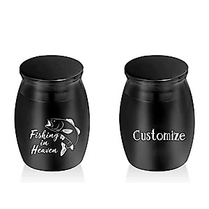 Fishing in Heaven Cremation Urns for Ashes Small Urns for Human Ashes Keepsake Decorative Urns Sharing Funeral Urn for Adult Dog Cat Ashes (Customizable)