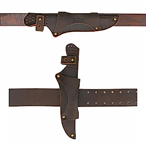 Tourbon Leather Knife Sheath with Belt Loop for Horizontal Vertical Carry of Fixed Blade Knife EDC Compact Draw Knife Holster