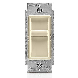 Leviton 6672-1LT SureSlide Universal 150W LED/CFL Incandescent Slide-To-Off Dimmer, Light Almond