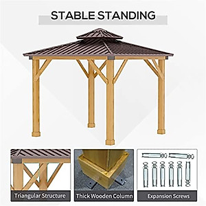 ZZBJ 10' X 10' Hardtop Gazebo Patio Canopy Shelter Outdoor W/Steel Double Tier Roof for Garden, Patio, Backyard