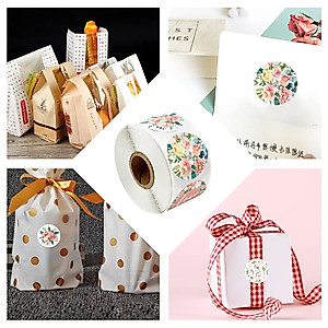 500 Pcs Floral Love Stickers Roll Flowers Paper Labels Floral Round Baking Stickers for DIY Craft Card Festival Decoration Party Gift