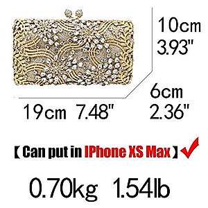 Women Flower Evening Bags Crystal Clutch Wedding Handbag and Purse Bridal Party Dinner Minaudiere Bag (Small,Purple)