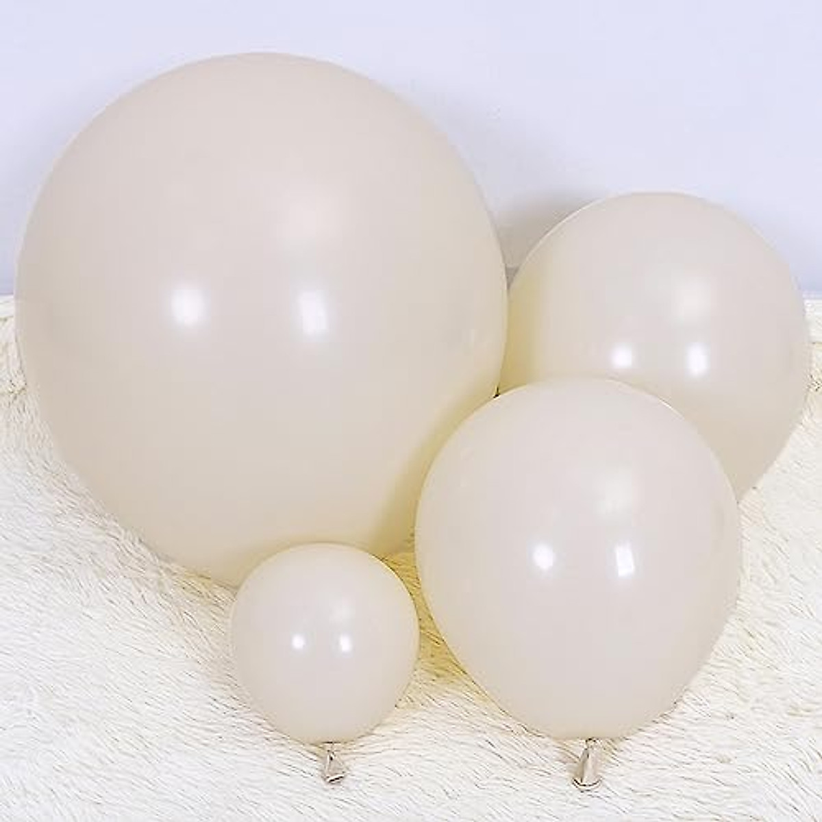 White Sand Balloons 105Pcs 18/12/10/5 Inch Different Sizes Cream Beige Balloon Arch Kit for Birthday Baby Shower Wedding Bridal Graduation Decoration Valentines Party Supplies