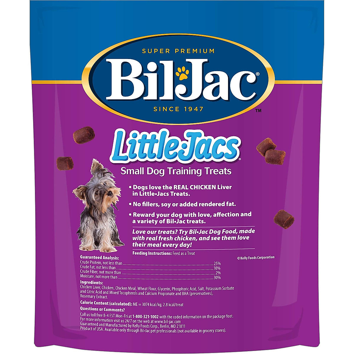 Bil-Jac Little Jacs Small Dog Training Treats - Soft Chicken Liver Dog Treats for Puppy Rewards - Real Chicken, No Fillers, 10oz Resealable Double Zipper Pouch (2-Pack)