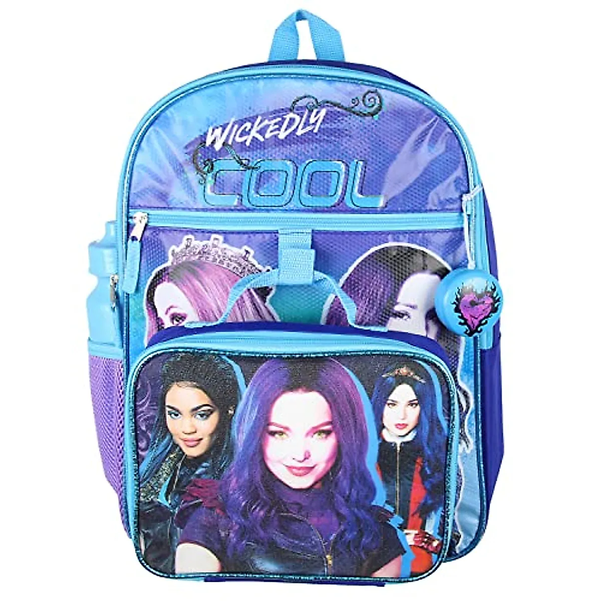 Disney Descendants Wickedly Cool 16" Backpack Lunch Tote Water Bottle Squishy Snack Tote 5 Pc Set