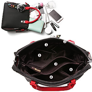 YAQUNICER Small Top-Handle Handbags Hobo Clutch Satchel for Women Purse Faux Leather Shoulder Crossbody Bag-Red