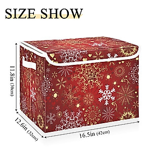 xigua Christmas Snowflakes Storage Bins with Lids and Carrying Handle,Foldable Storage Boxes Organizer Containers Baskets Cube with Cover for Home Bedroom Closet Office Nursery