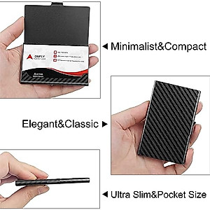 DMFLY Slim Minimalist Business Card Holder for Men & Women, Premium Metal Business Card Case, Pocket Name Card Holder, Buckle Style Shut, Classy Black