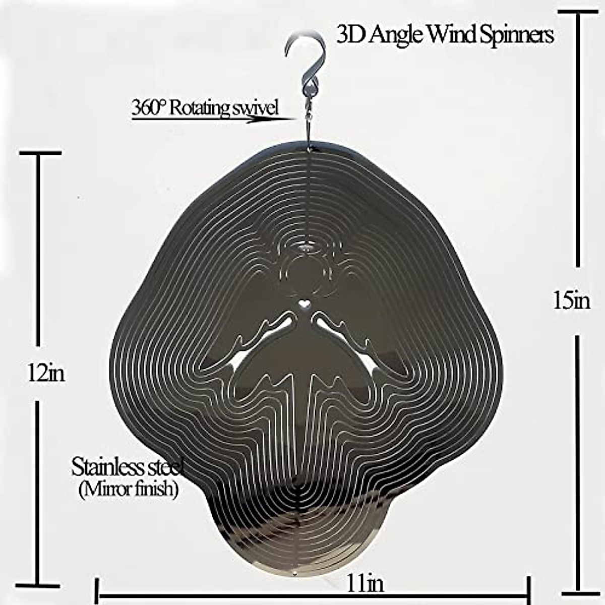 DJUAN Angel Wind Spinners for Yard and Garden Decor Angel Gifts for Women Wind Spinner Outdoor Metal Large Angels Figurines Hanging Wind Spinners Kinetic Art Lawn Ornaments