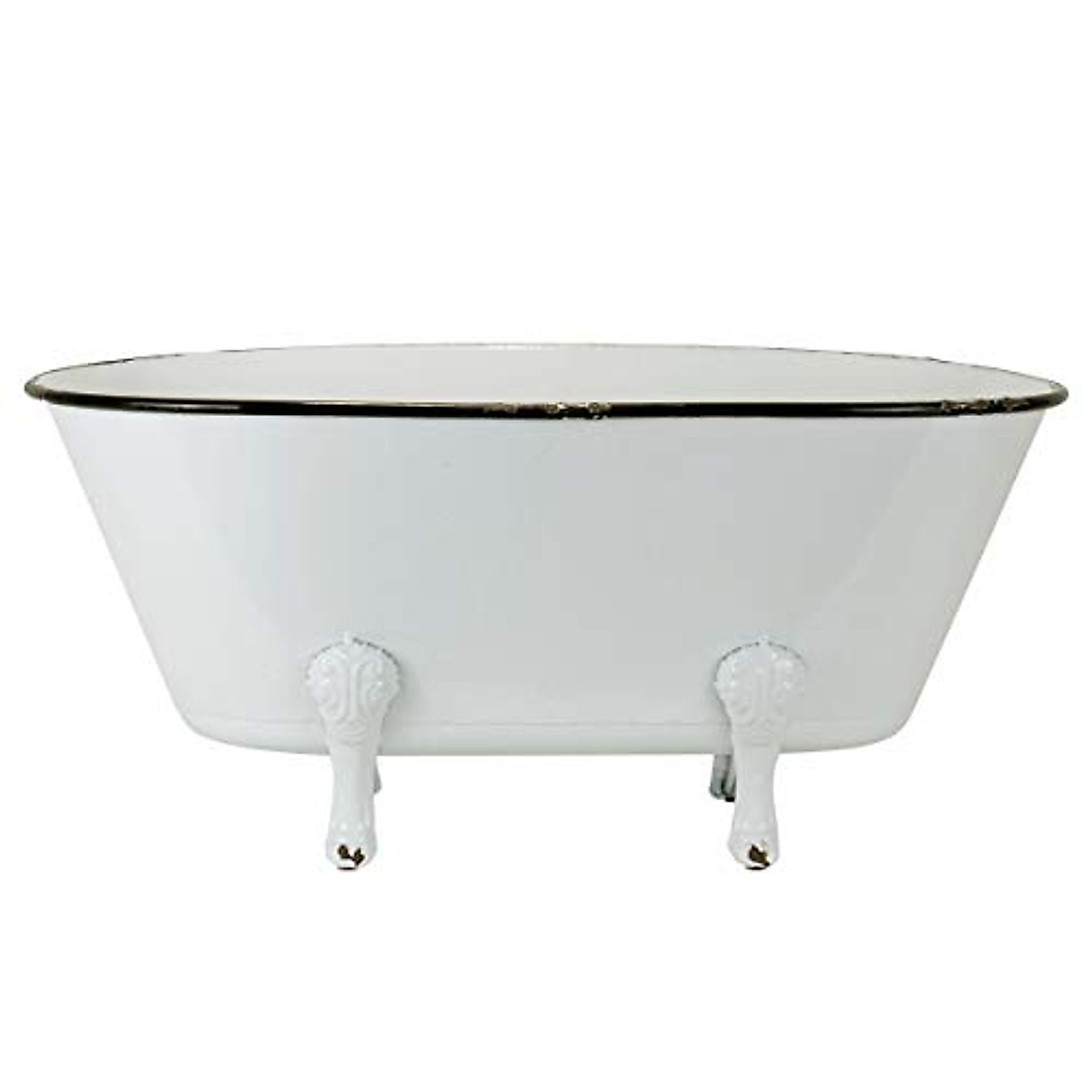 Foreside Home & Garden White Black Distressed Rim Enamel Decorative Bathtub