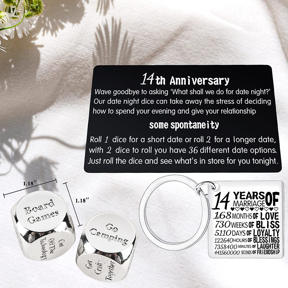 14th Anniversary Dice,14th Wedding Anniversary Dice for Couples,14 Years Anniversary Date Night Dice Gift,14 Years Anniversary for Her,14th Anniversary for Husband,14th Anniversary