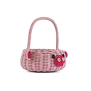 G6 COLLECTION Hand Woven Pig Rattan Basket Decorative Home Decor Bin Organizer Storage Cute Handmade Handcrafted Gift Art Decoration Wicker (Piggy Easter Basket)