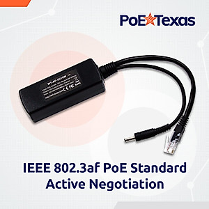 PoE Texas 802.3af Power Over Ethernet PoE Splitter with 5 Volts 10 Watts Output - for 5V Non-PoE Security Camera and Devices Like Foscam, Sonoff, Tablet, USB, Dropcam, Raspberry Pi and Others