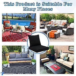 Qaworci Outdoor Patio Seat Cushion Cover Replacement, 2Pcs Patio Furniture Cushions Slipcovers with Zipper, Anti-Slip Waterproof Patio Chair Cushion Cover for Garden and Backyard(24 * 24, Black)