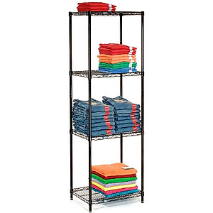 Nexel Black Epoxy, 4 Tier, Wire Shelving Starter Unit, 24"W x 18"D x 54"H