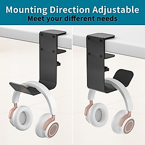 tiebutie Clamp-On Under Desk Headphone Holder/Backpack Hook/PC Gaming Headset Headphone Hanger Mount, Provides a Convenient Place to Hang Headsets or Bags