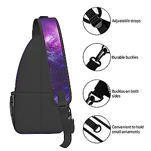 UNIOND Purple&Blue Galaxy Printed Sling Bag Adjustable Cross Chest Bag Shoulder Backpack for Outdoor Travel