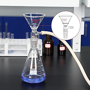 stonylab Borosilicate Glass Filter Funnel with 90mm Top Outer Dimension, 24/40 Inner Joint Glass Filtering Funnels