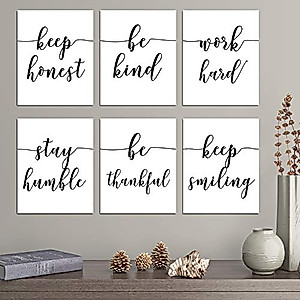 HOMIEVAR Inspirational Wall Art - 6 Pcs Motivational Quotes and Sayings Art Prints for Office, Bedroom, and Home Decor - Work Hard, Be Kind, Stay Humble, Keep Smiling, Keep Honest - No Frame