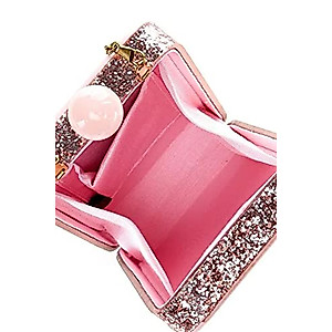 Kurt Geiger Women's Perfume Clutch Kiss Lock Pink Glitter Acrylic Shoulder Bag