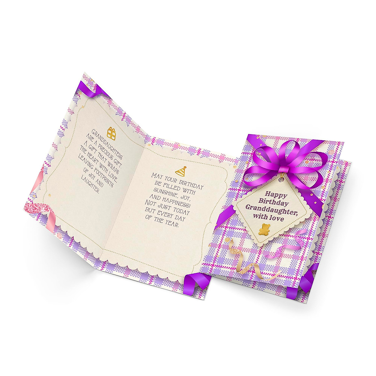 Prime Greetings Happy Birthday Card For Granddaughter, Made in America, Eco-Friendly, Thick Card Stock with Premium Envelope 5in x 7.75in, Packaged in Protective Mailer