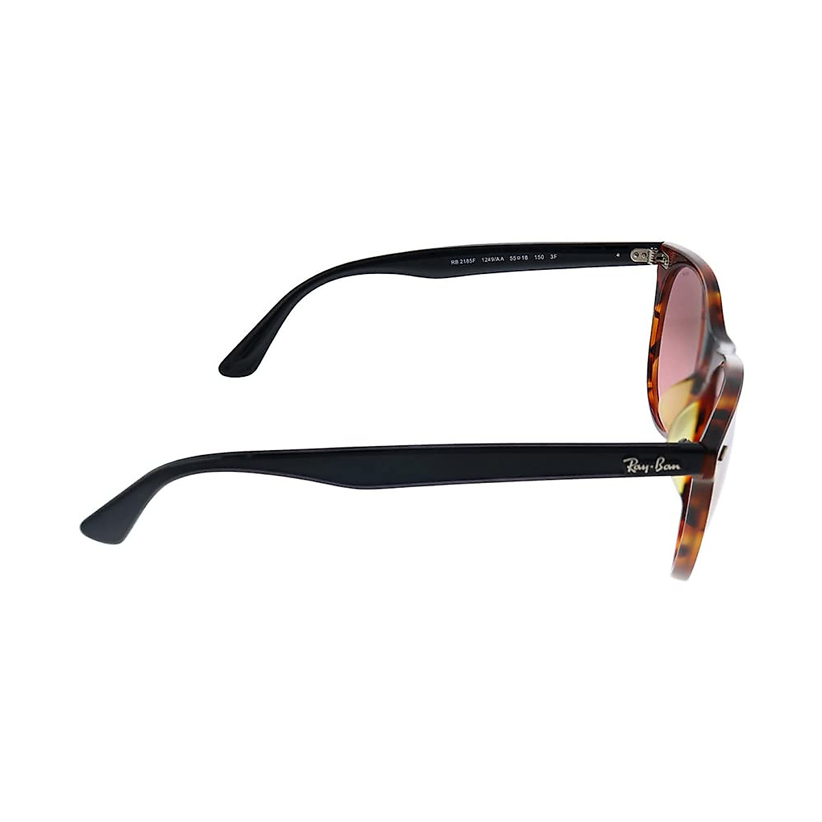 Ray-Ban Rb2185f Wayfarer II Low Bridge Fit Polarized Round Sunglasses, Red Havana/Photochromic Red Gradient Bordeaux, 55 mm