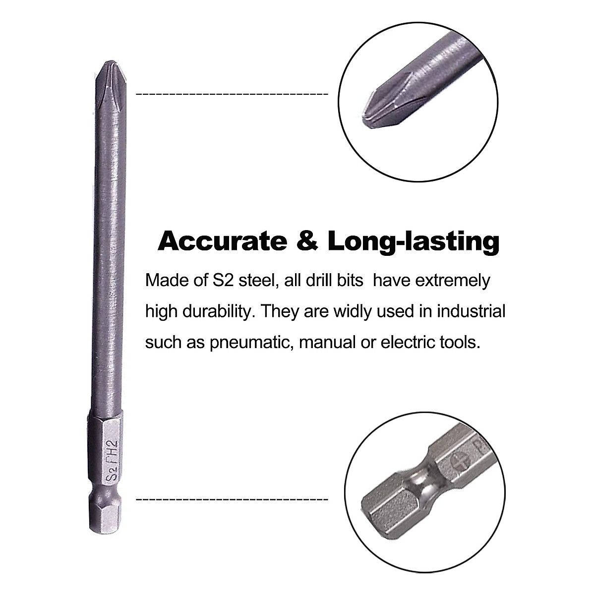 Rocaris 12 Pack 1/4 Inch Hex Shank Long Magnetic Screwdriver Bits Set 4 in Power Tools (Slotted+Cross Head)