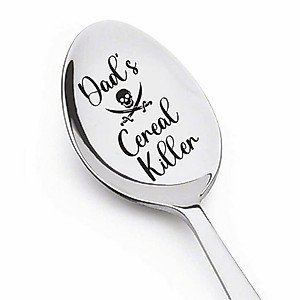 Dad's Cereal Killer Engraved Spoon Gift For Dad | Birthday | Anniversary | Christmas Stocking Stuffer | Engraved Stainless Steel 7 inches Teaspoon | Gift under $20