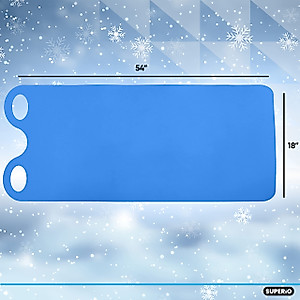 Superio Snow Slider Mat, Flexible Snow Sled Flying Carpet, Roll up Sleds for Kids and Adults 54" Lightweight Portable Plastic Snowboard Sled (Blue/Red)