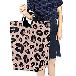 OREZI Leopard Print Rainbow Colorful Laudry Basket,Waterproof and Foldable Laundry Hamper for Storage Dirty Clothes Toys in Bedroom, Bathroom Dorm Room (Leopard)