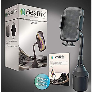 Bestrix Cup Phone Holder for Car, Cup Holder Phone Mount, Phone Holder for Car Universal for iPhone 11 Pro Xs XS MAX XR X 8 7 6s Plus SE, Galaxy S10 5G S10 S10E S9, LG, Pixel, HTC and All Smartphones