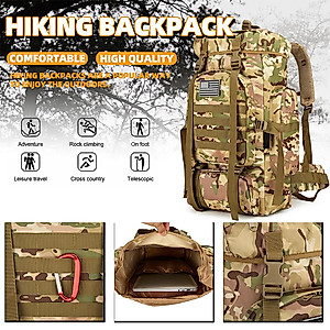 Bkcmy 45L Hiking Backpack Waterproof Travel Backpack Lightweight Outdoor Daypack Camping Backpack for Men Women (CP Camo)
