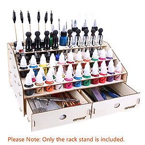 DNYSYSJ 80 Holes Paint Rack Stand Pigment Ink Bottle Paints Tool Storage with Cabinet Holder Organizer for 58 Bottles & 22 Small Paint Brushes or Droppers