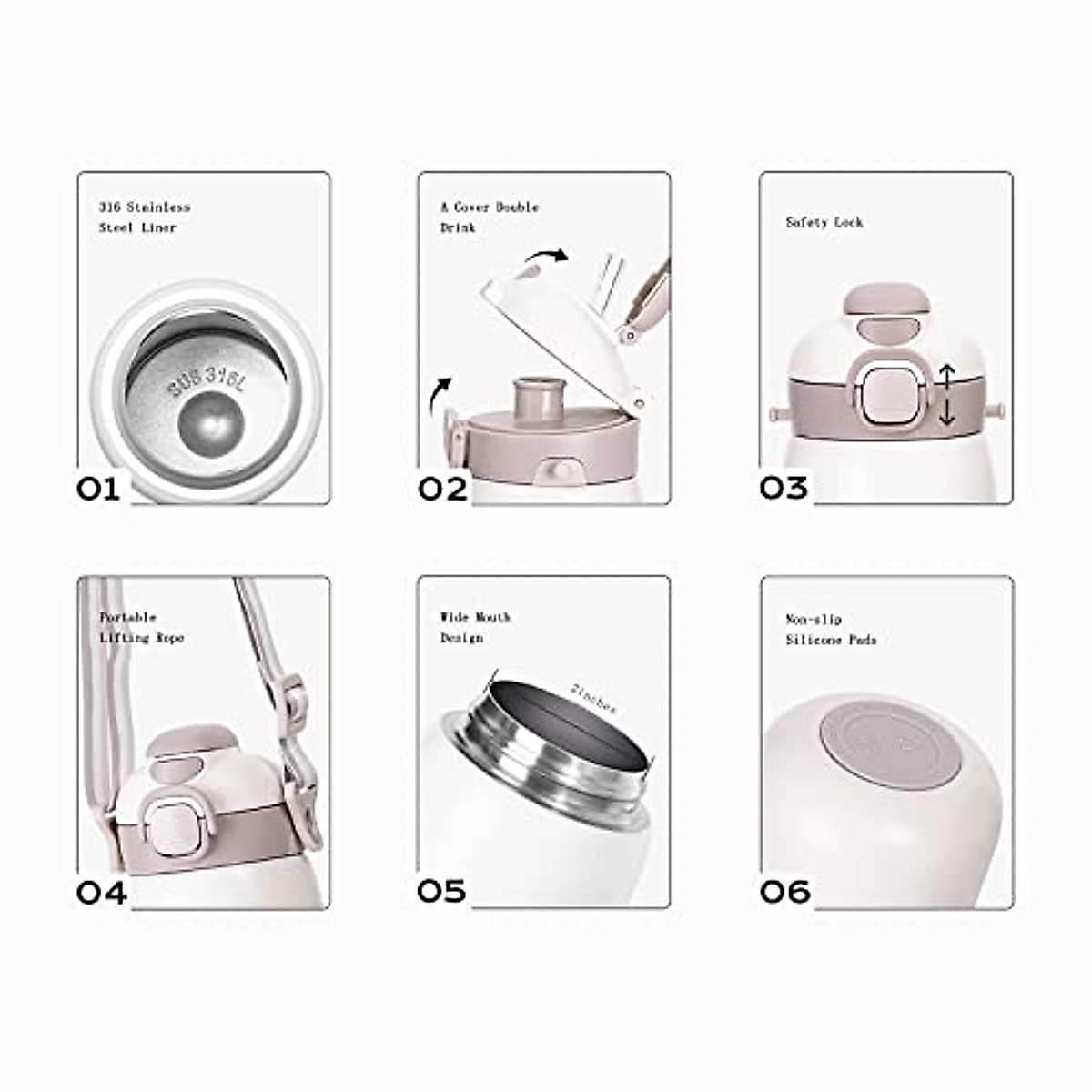 Qengyeen Insulated Water Bottles Stainless Steel Metal Kids Thermos Water Bottle with Straw and Strap for Girls Boys for School Gifts,24ounce,pink