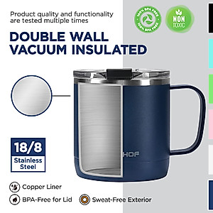 HAUSHOF Navy Blue 14 oz Coffee Mug and 6PC Kitchen Knife Set