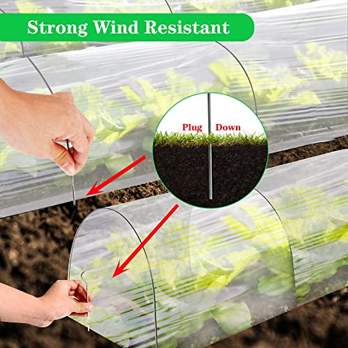 SORANGEUN 2pcs Greenhouses for Outdoors,122”x20”x16” Portable Greenhouse,Mini Green House with One-Piece Greenhouse Plastic&Garden Hoops for Raised beds,Row Covers