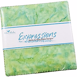Batiks Expressions Shades of Green 5" Stacker 42 5-inch Squares Charm Pack Riley Blake 5-SHDGRN-42