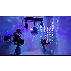 Lightahead LED Peak Due Rotating Mirror Disco Ball with 2 Adjustable LED Light Projector Lamps