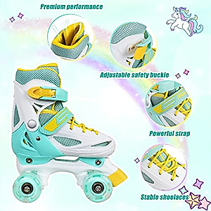 Nattork Boys Roller Skates for Kids, 3 Sizes Adjustable Toddler Roller Skates with All Light up 8 Wheels of Boy's Skates Shine, Safe and Fun for Indoor Outdoor Sports
