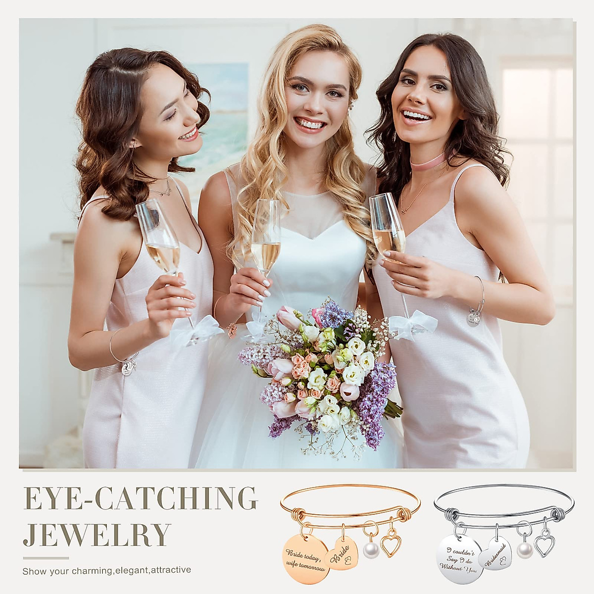 CHENGU 8 Pcs Maid of Honor Gifts Bracelets I Couldn't Say I Do Without You Bridesmaid Bracelets Gift Wedding Bride Adjustable Bangle Thank You Gift for Bridal Shower Bachelorette Party Favor(Elegant)