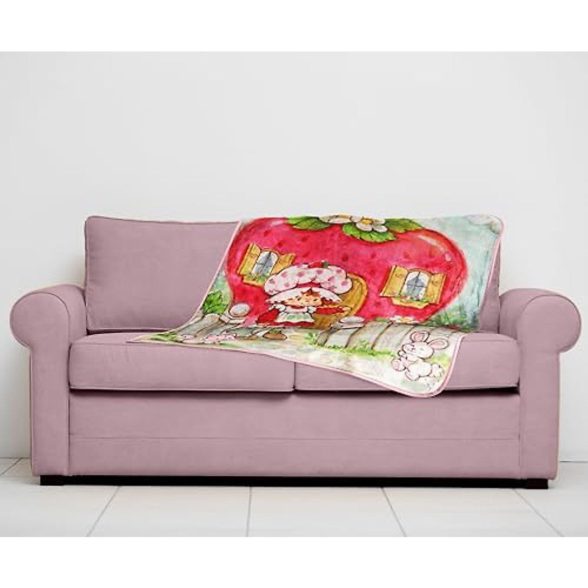 Strawberry Shortcake Berry Playhouse Plush Travel Throw Blanket - Measures 40 x 50 Inches - Kids Super Soft Lightweight Bedding