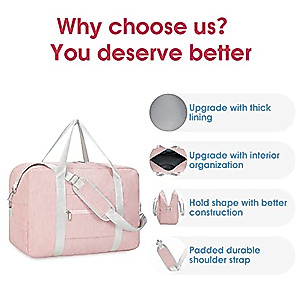 For Spirit Airlines Personal Item Bag 18x14x8 Foldable Travel Duffel Bag Tote Carry on Luggage Duffle Overnight for Women and Men 30L(Pink)