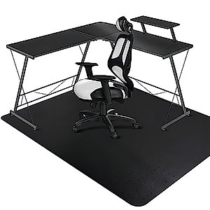 Chair Mat for Carpet, SALLOUS 60" x 46" Office Chair Mat for Carpeted Floors, Heavy Duty Chair Mat with Grips, Floor Protector Rolling Computer Desk Mat for Home Office (Black, Rectangular)