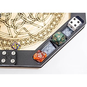 C4Labs Dice Tray~10" Octagon-Wood with Laser Etched Celtic Design ~ Emerald